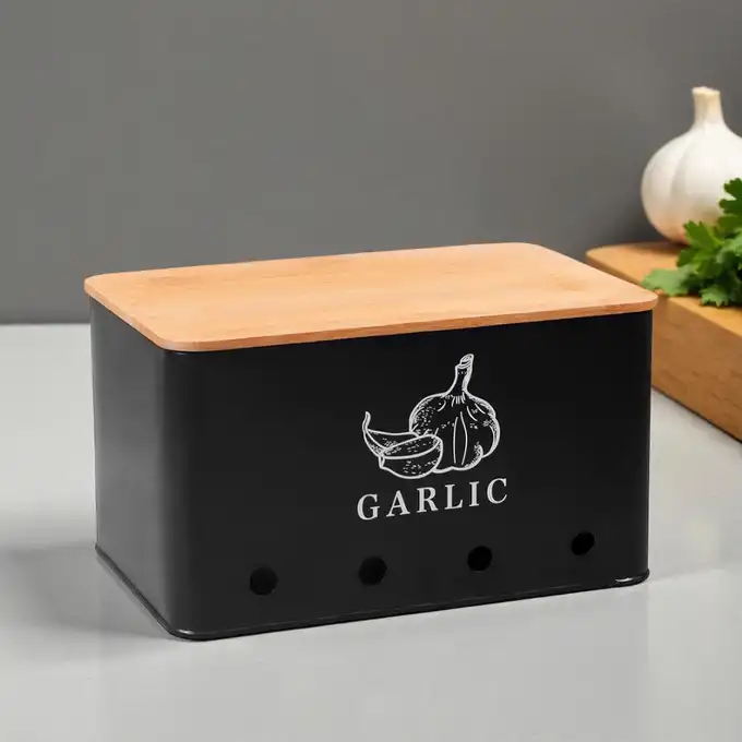 Pojemnik kuchenny metalowy Sofia Garlic Florina 22x15x14 cm Tanio - sklep online NETtrading.pl